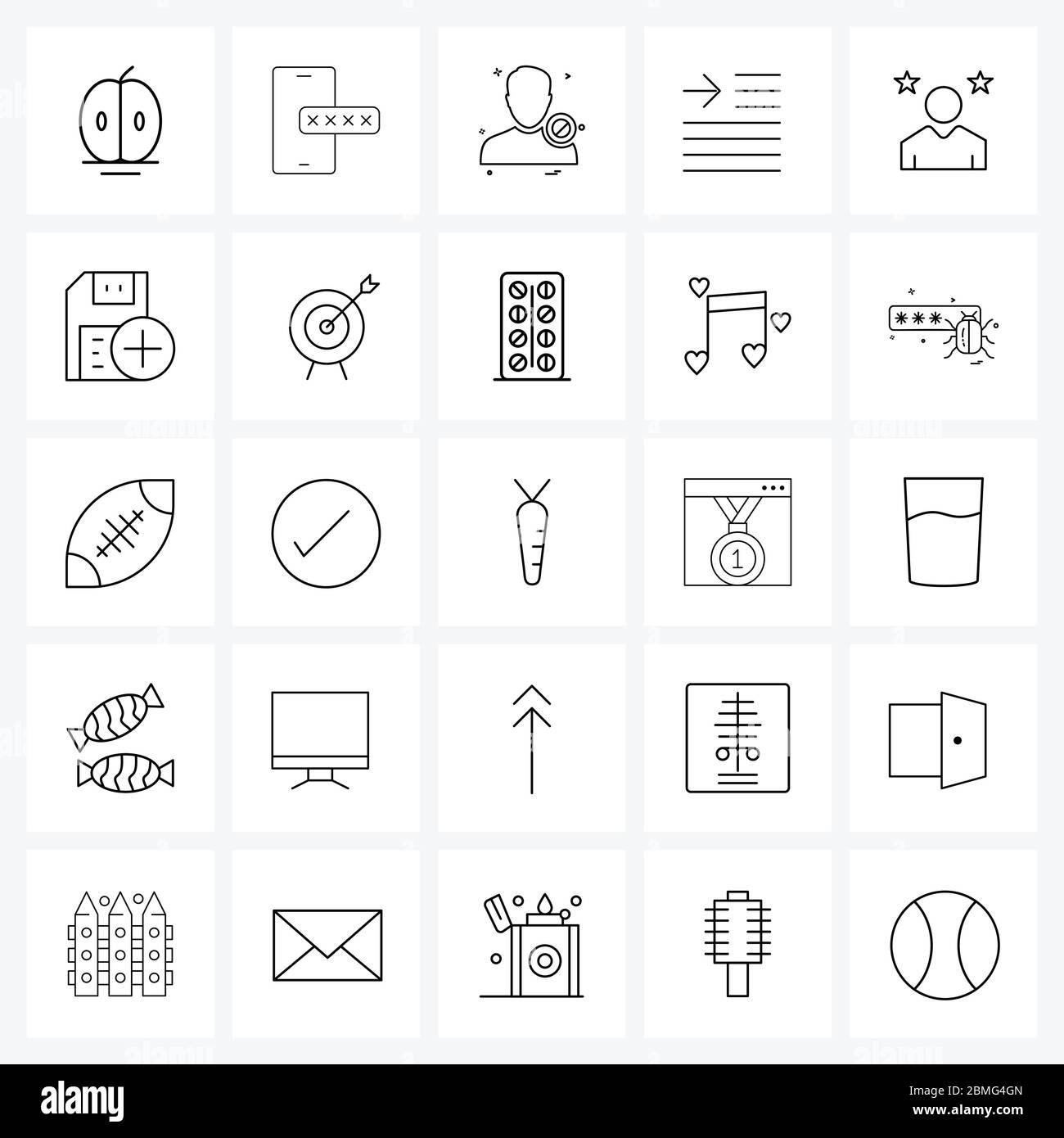 25 Universal Line Icons for Web and Mobile personal quality, indent ...