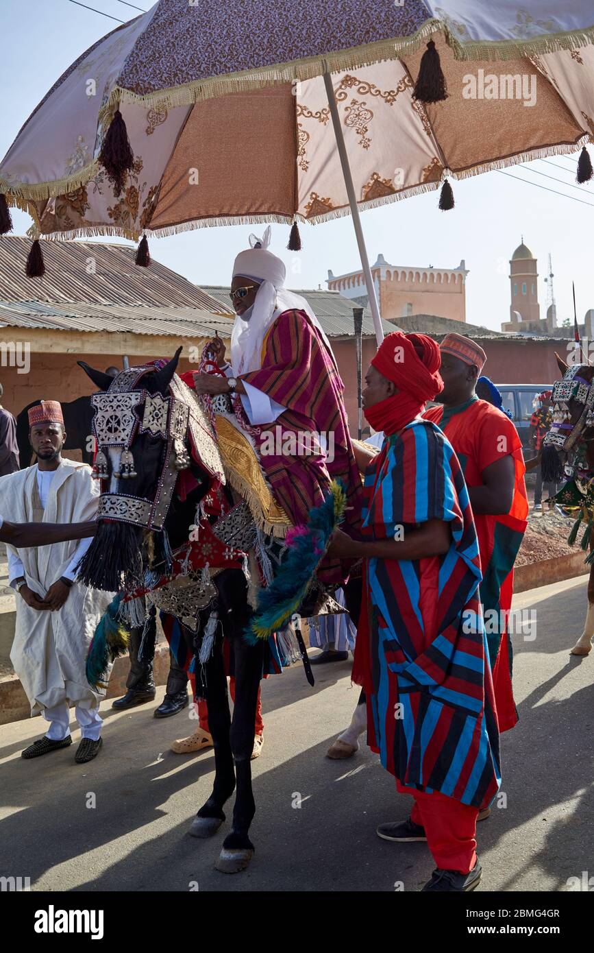HRH the Emir of Gumel parading the streets of Gumel scorted by his ...
