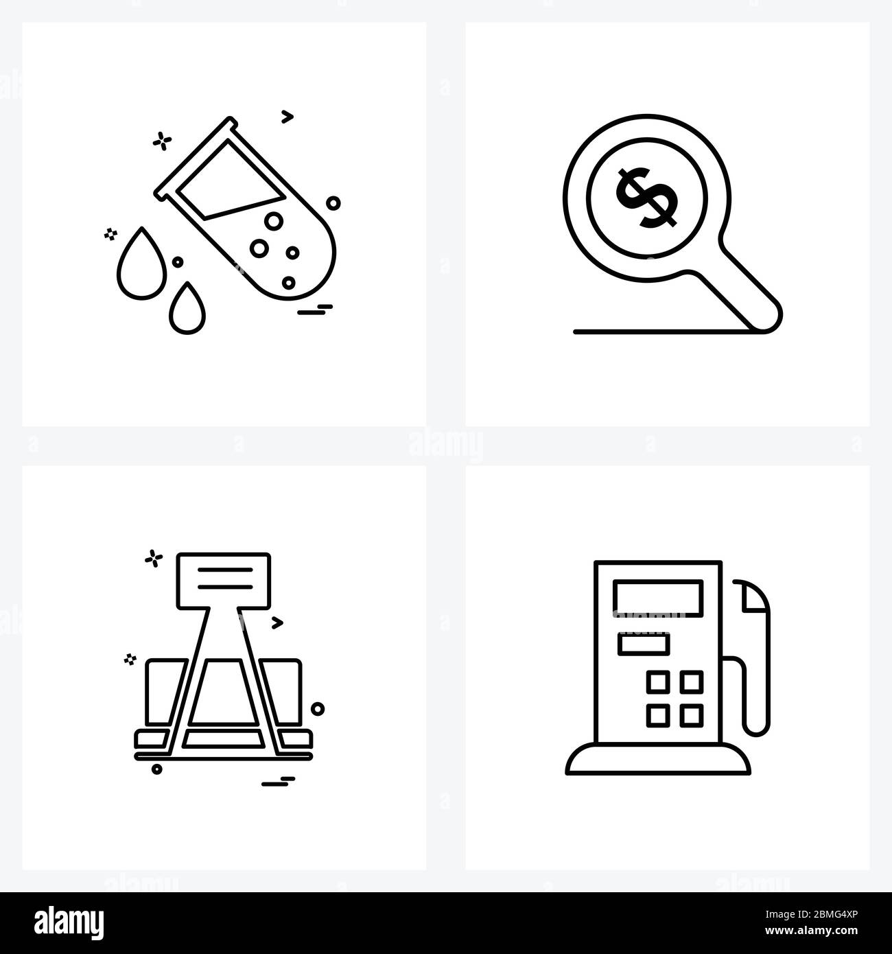 Isolated Symbols Set of 4 Simple Line Icons of test-tube, clip, science ...