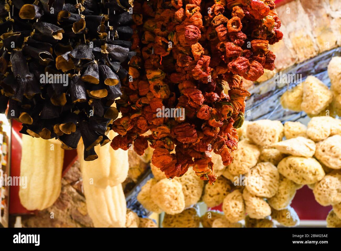 Dried vegetables hanging at the Grand Bazaar Turkey Stock Photo - Alamy