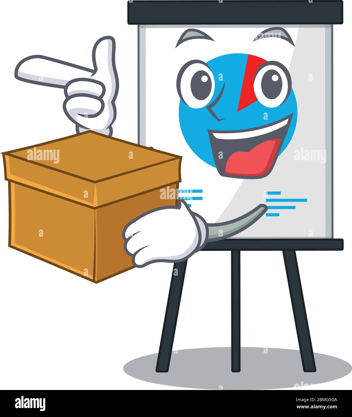 An picture of corona graph cartoon design concept holding a box Stock ...