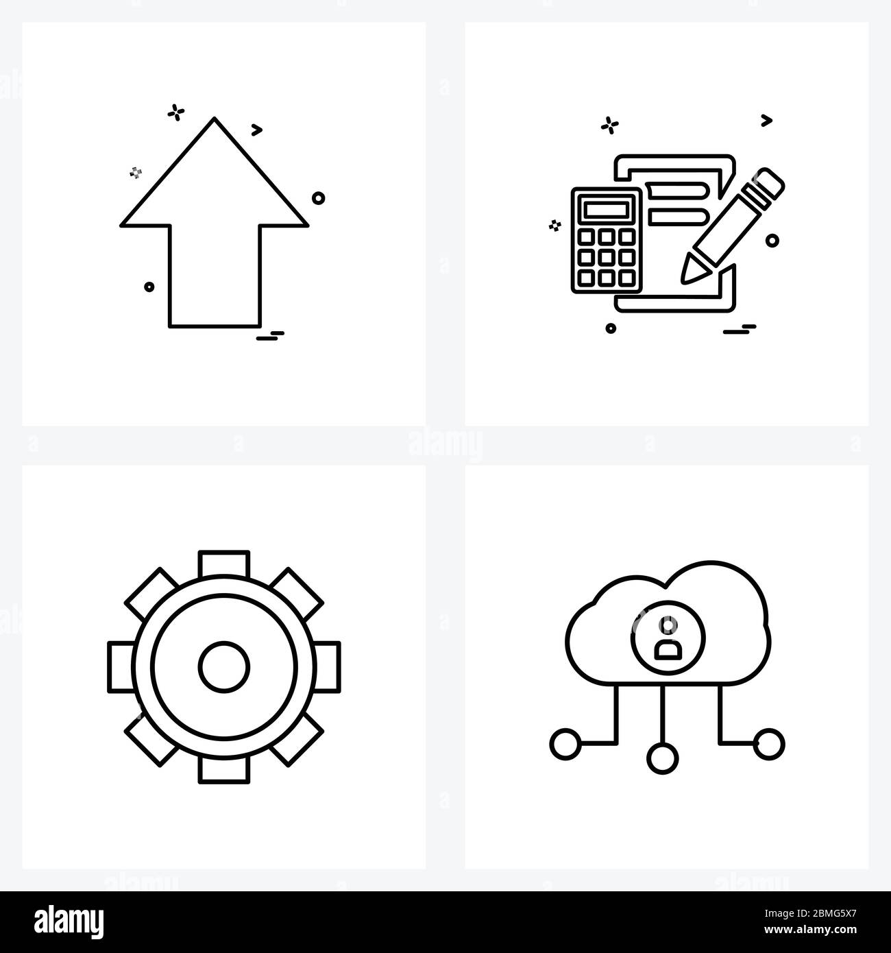 Set of 4 Universal Line Icons of arrow, control, up, file, options ...