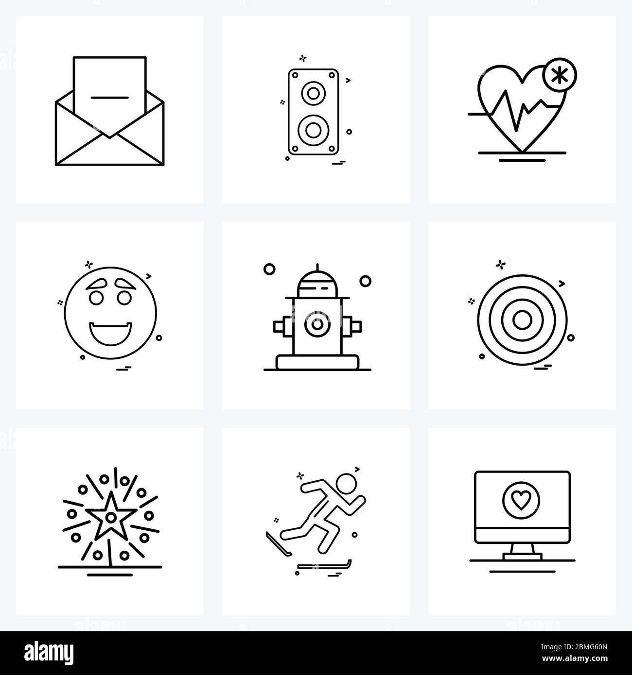 Stock Vector Icon Set of 9 Line Symbols for fire hydrant, laughing ...