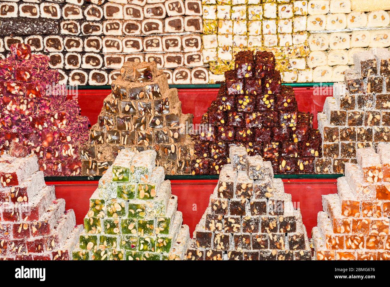 Traditional "lokum rolls" a sweet dessert turkish delights, pastry with ...