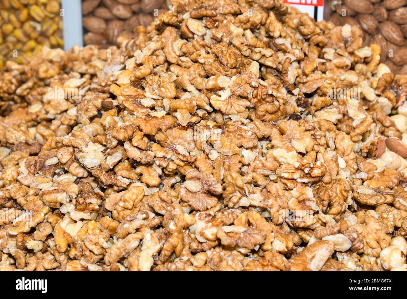 Nuts for sale at the market. Healthy eating concept. Salty snack Stock ...