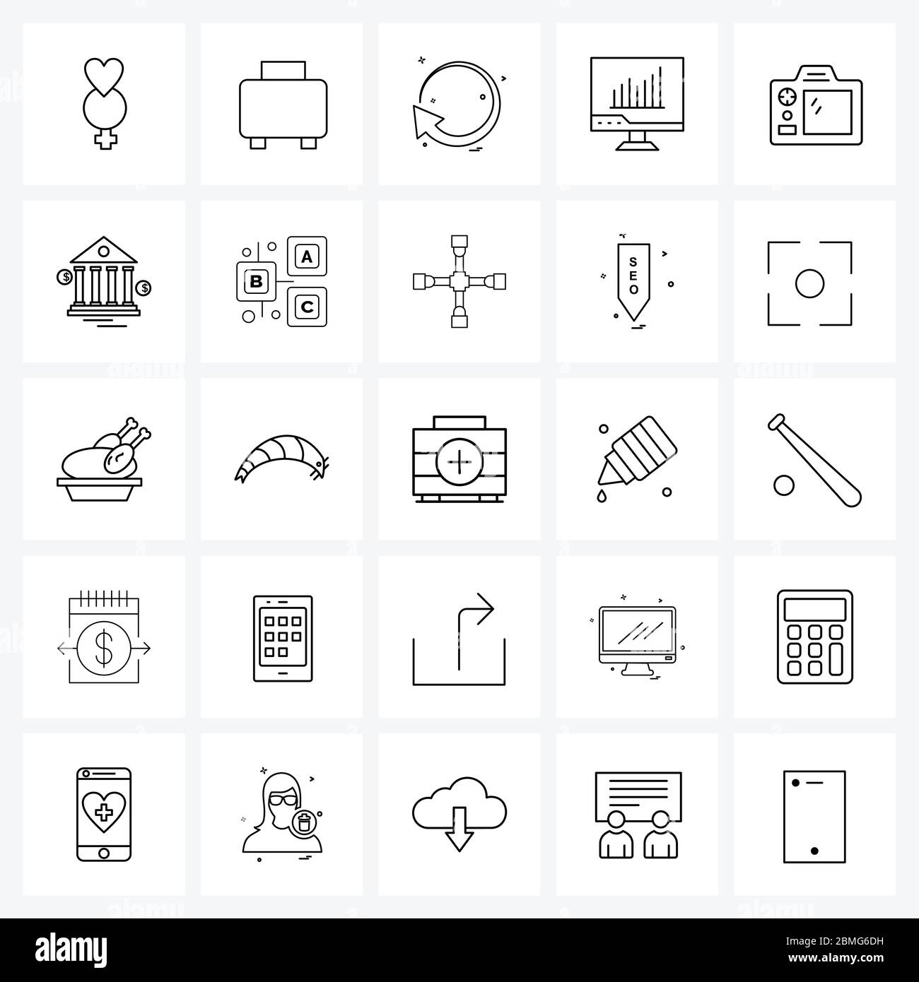 25 Universal Icons Pixel Perfect Symbols of camera, graph, direction ...