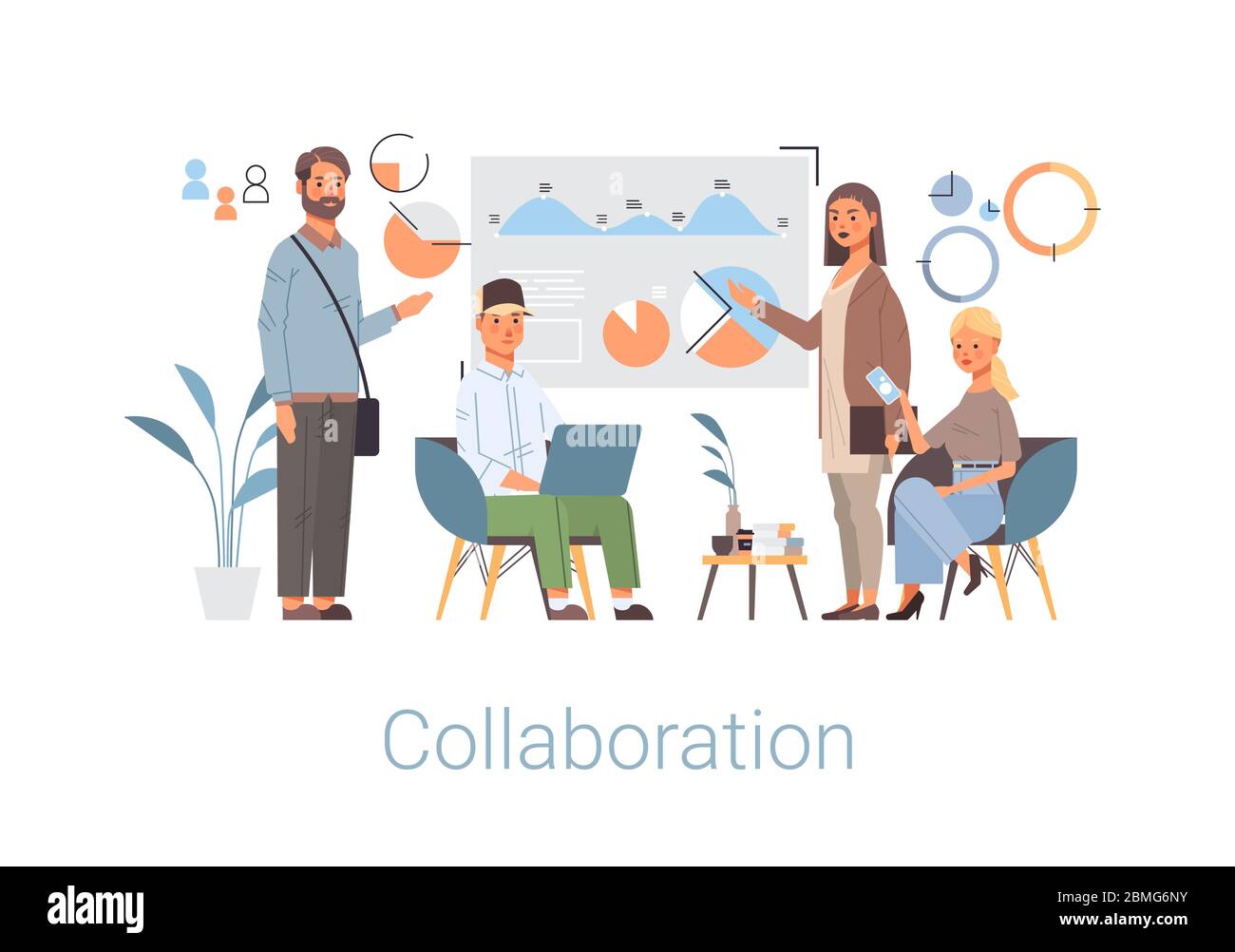 businesspeople group analyzing financial graph business people working ...