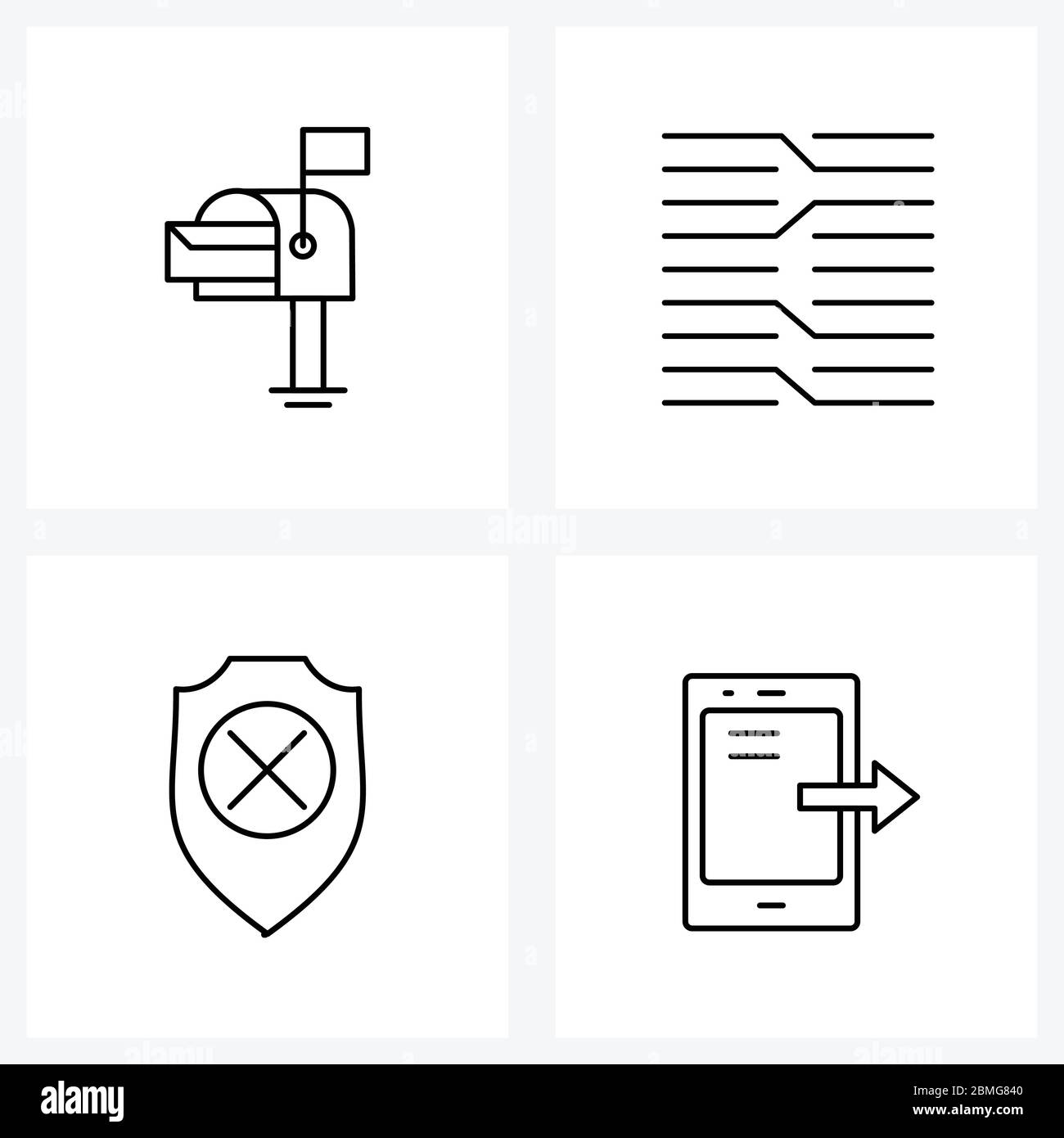 Set of 4 Simple Line Icons for Web and Print such as mail box ...