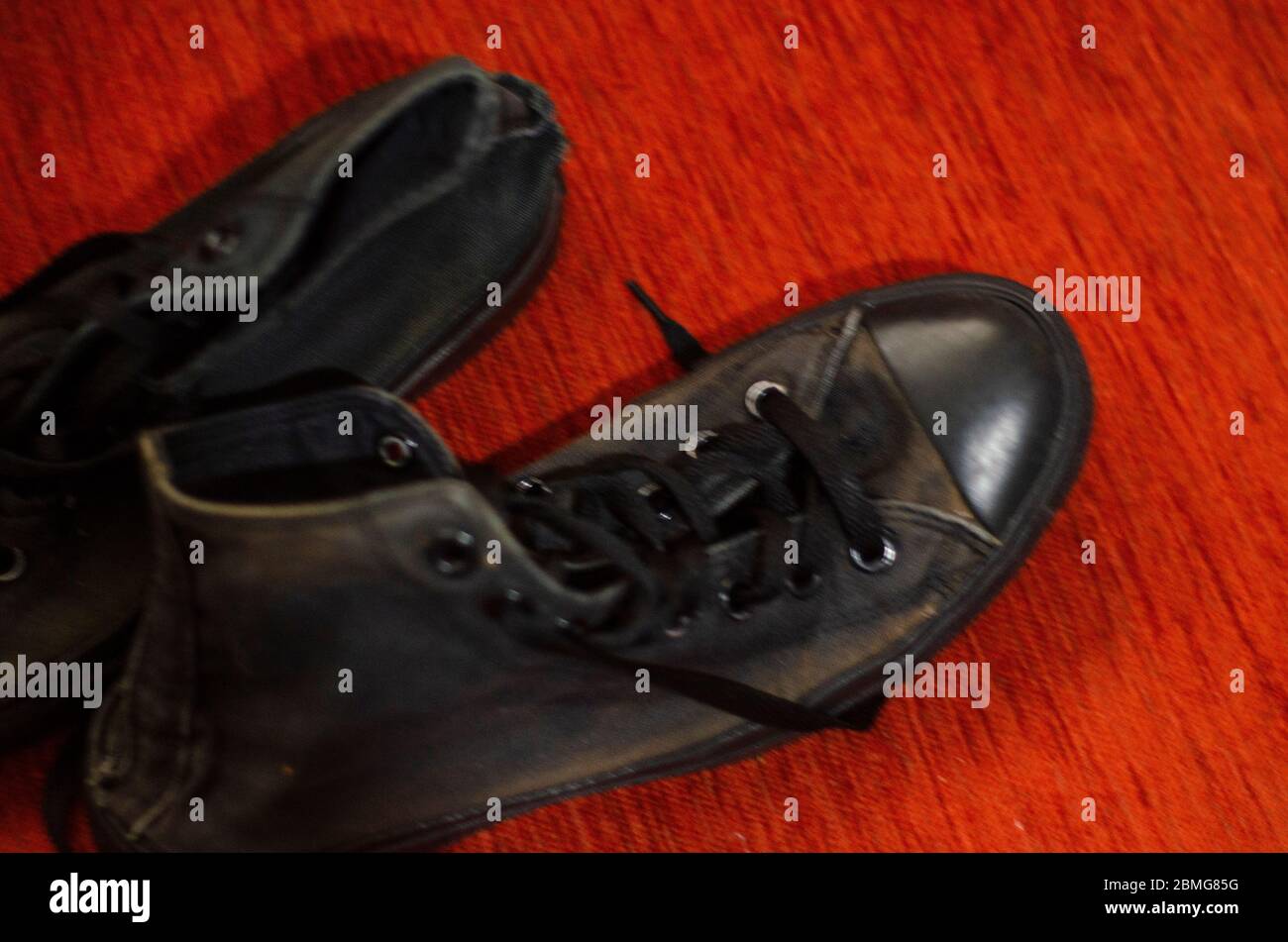 Ragged Black Stylish Shoes, Vintage Black Stylish Shoes Stock Photo - Alamy