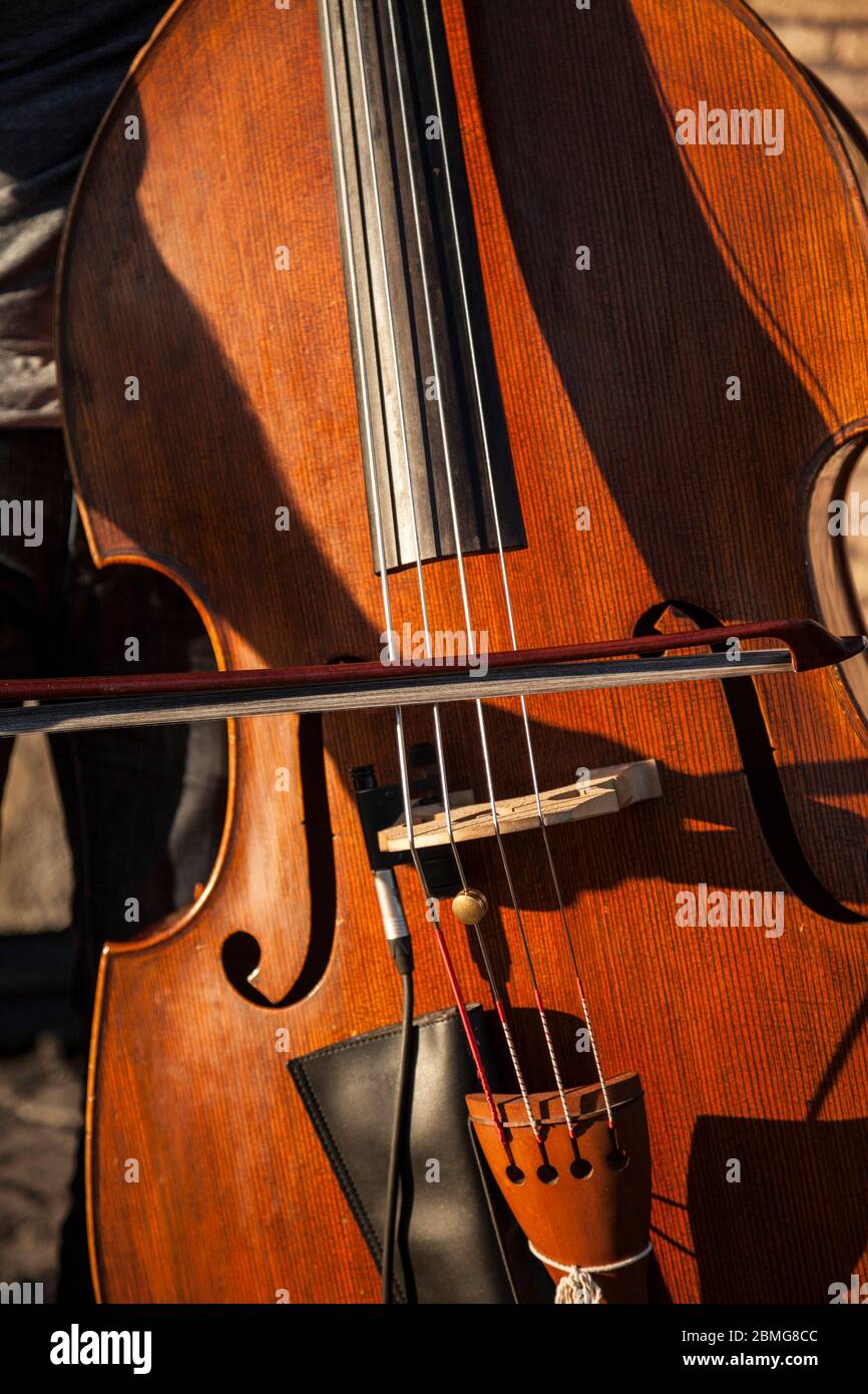 Musician playing the cello outside in a sunny day Stock Photo - Alamy