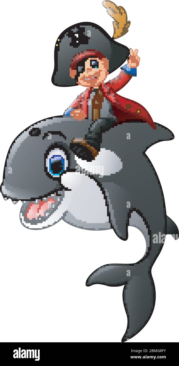 cartoon pirate ride whale Stock Vector Image & Art - Alamy