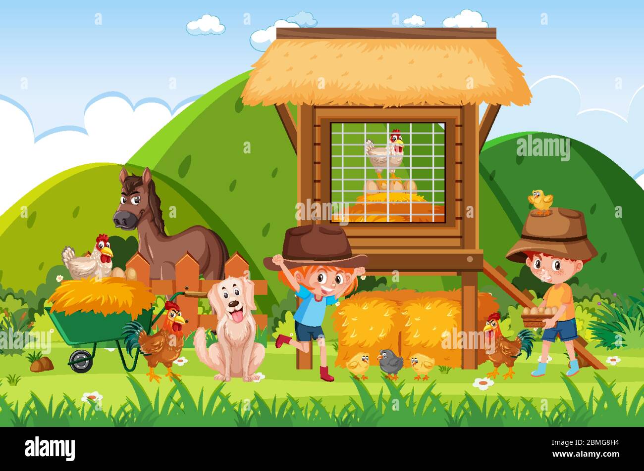 Working farms Stock Vector Images - Alamy