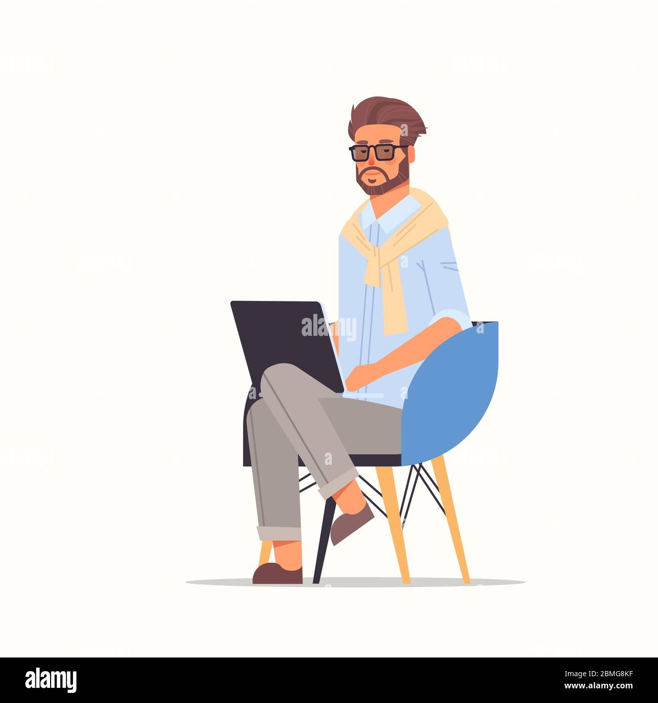 businessman using laptop business man working on notebook male cartoon ...