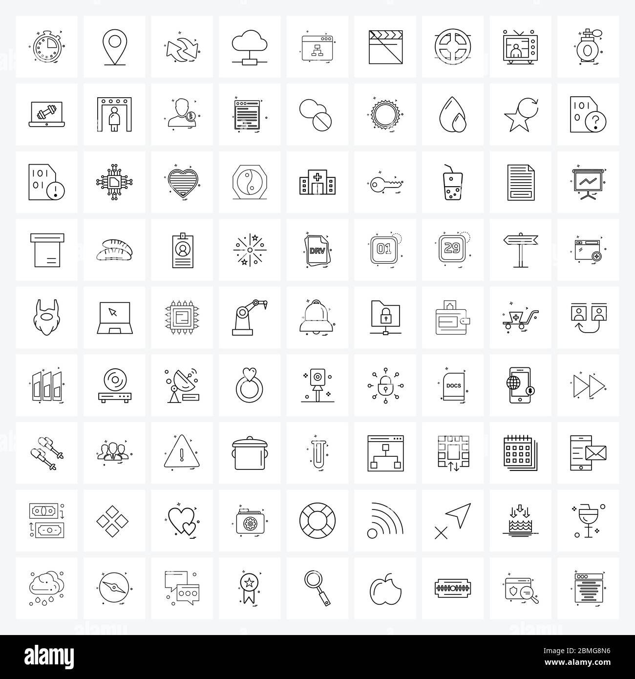 Set of 81 UI Icons and symbols for server, pin, reset, arrows Vector ...