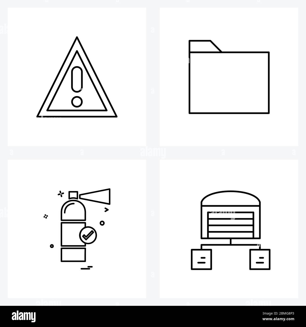 Stock Vector Icon Set of 4 Line Symbols for fire, business, folder ...