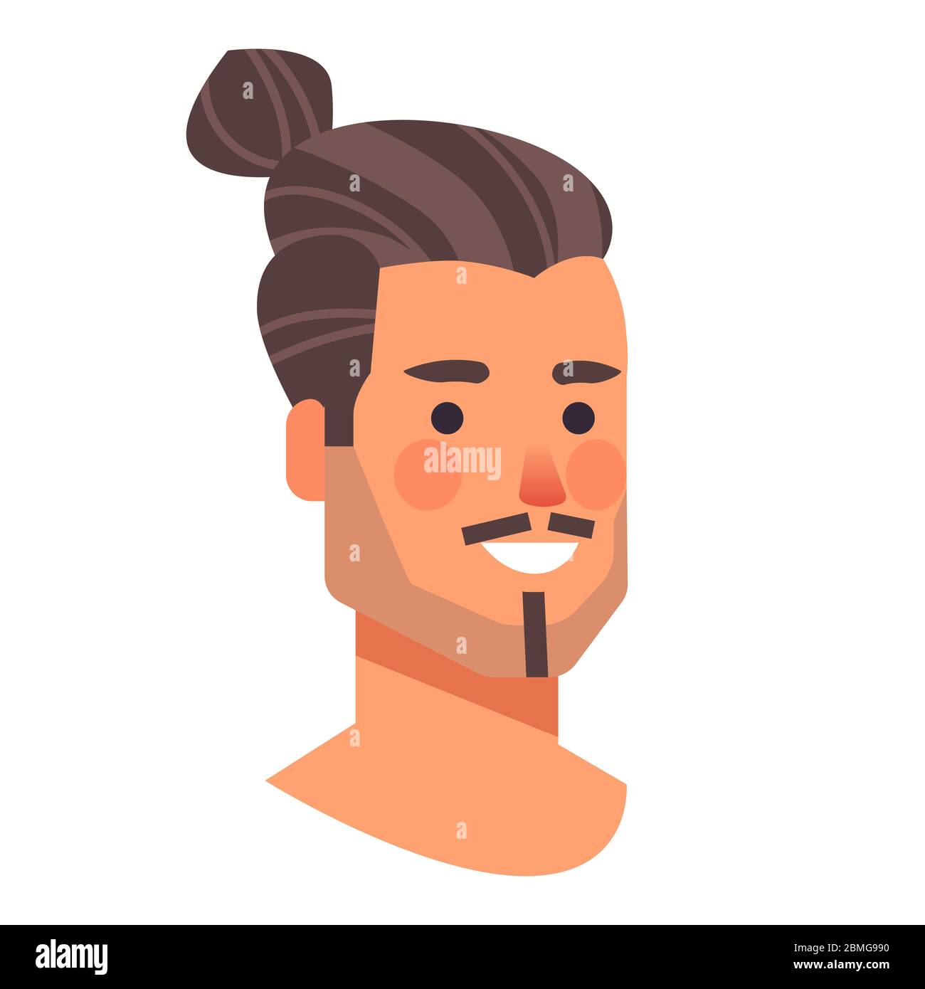 long haired man head avatar beautiful human face male cartoon character ...