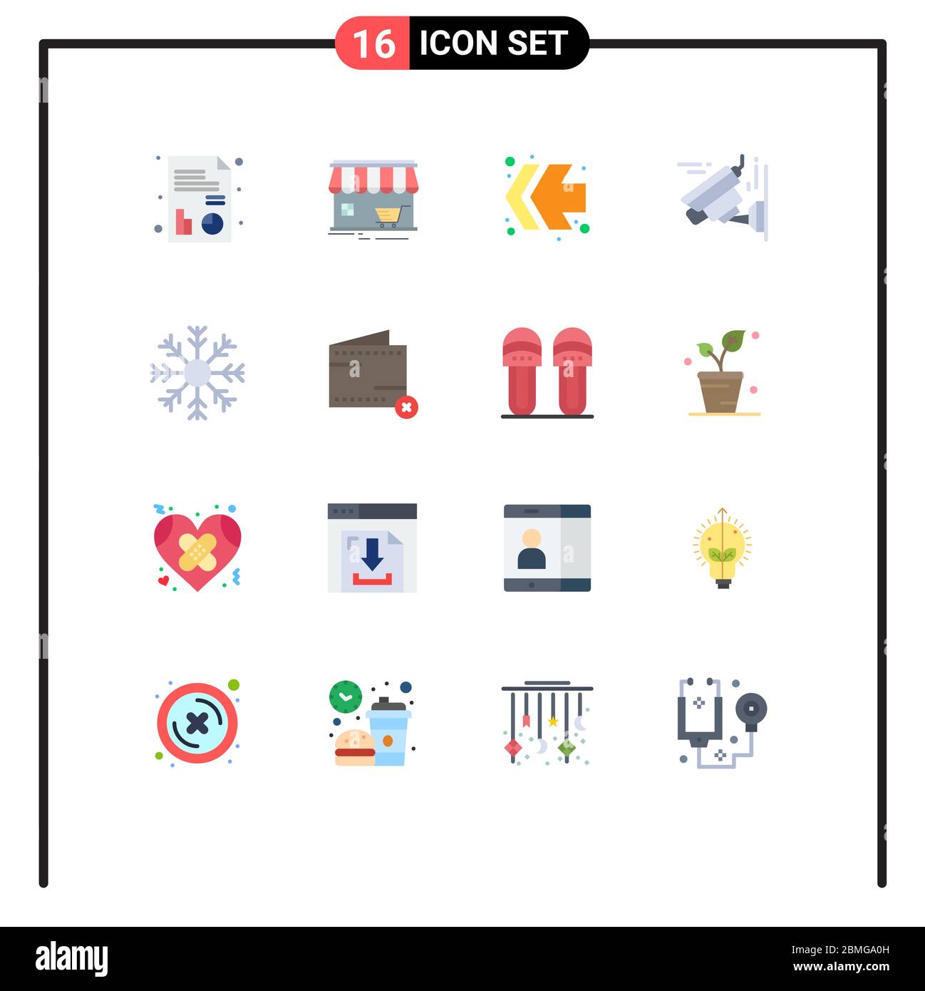 Set of 16 Modern UI Icons Symbols Signs for weather, flake, arrows ...
