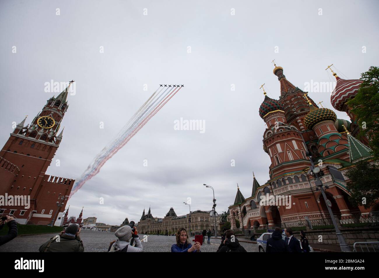 Moscow, Russia. 9th May, 2020. Su-25 attack aircrafts are seen during ...