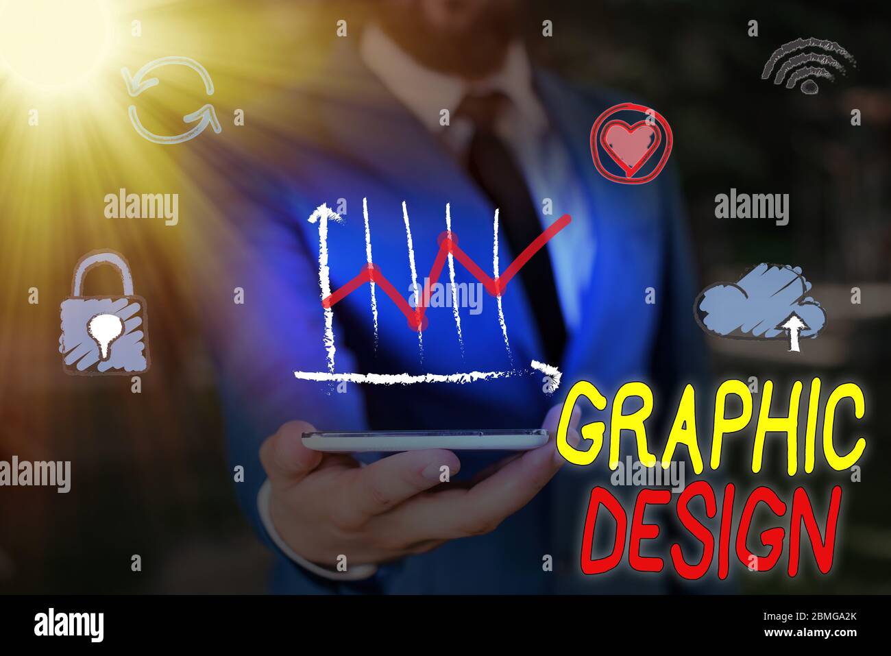 Text sign showing Graphic Design. Business photo showcasing art or skill of combining text and ...