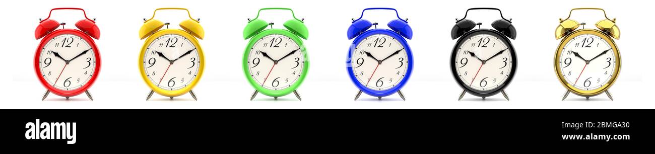 Alarm clock on white background. 3D illustration Stock Photo - Alamy