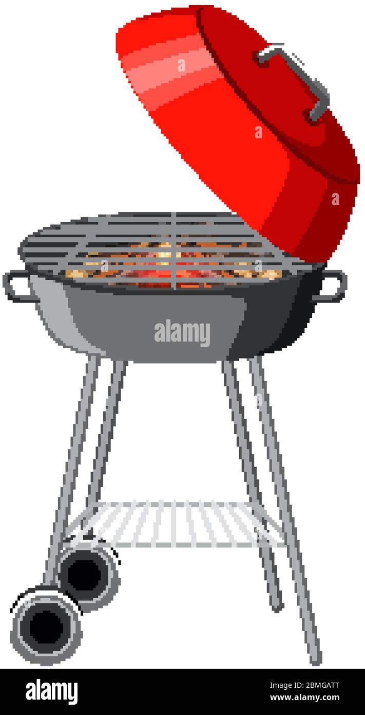 Red barbecue grill on white background illustration Stock Vector Image ...
