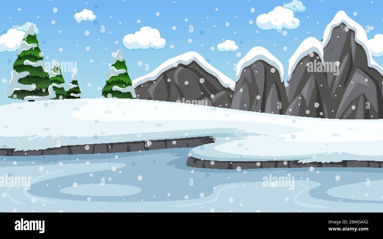 Background scene with snow in the field illustration Stock Vector Image ...
