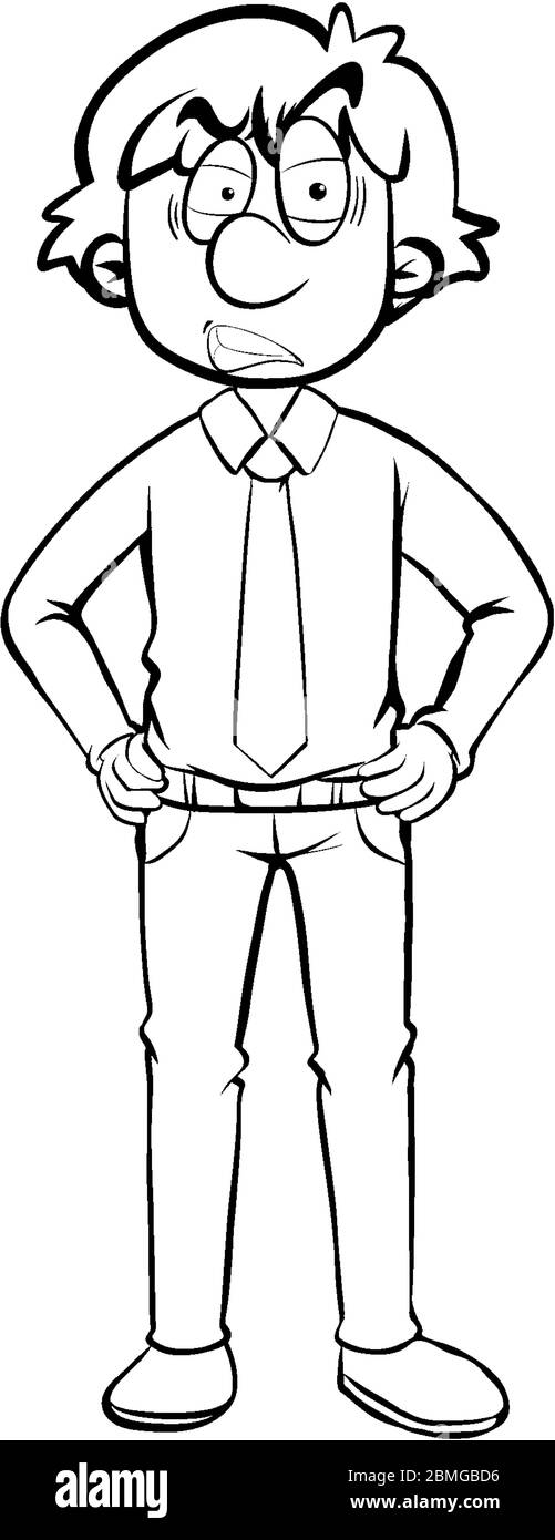 Doodle drawing of angry businessman on white background illustration ...