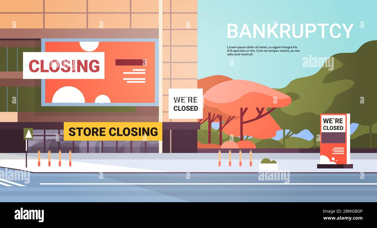 empty shopping mall with store closing sign coronavirus pandemic ...