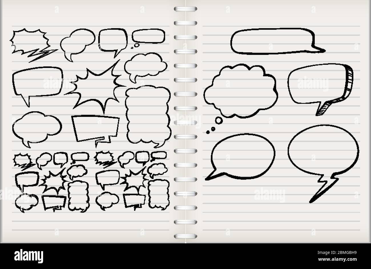 Speech bubble on notebook page illustration Stock Vector Image & Art ...