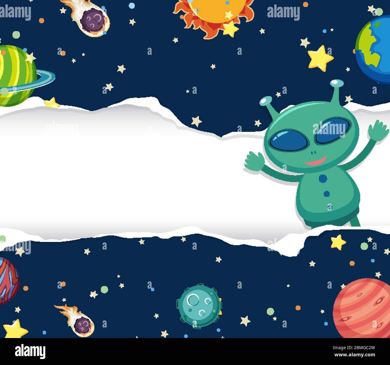Space theme background with alien in the space illustration Stock ...