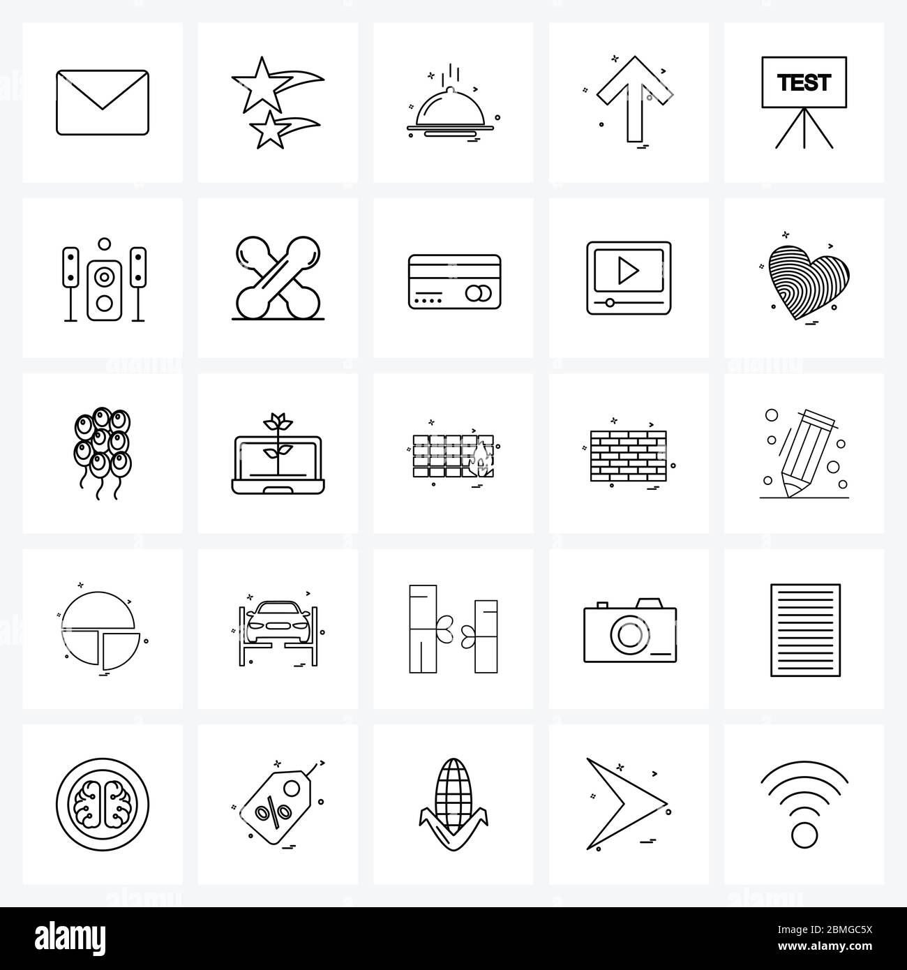 UI Set of 25 Basic Line Icons of test board, up, hot, direction, arrow ...