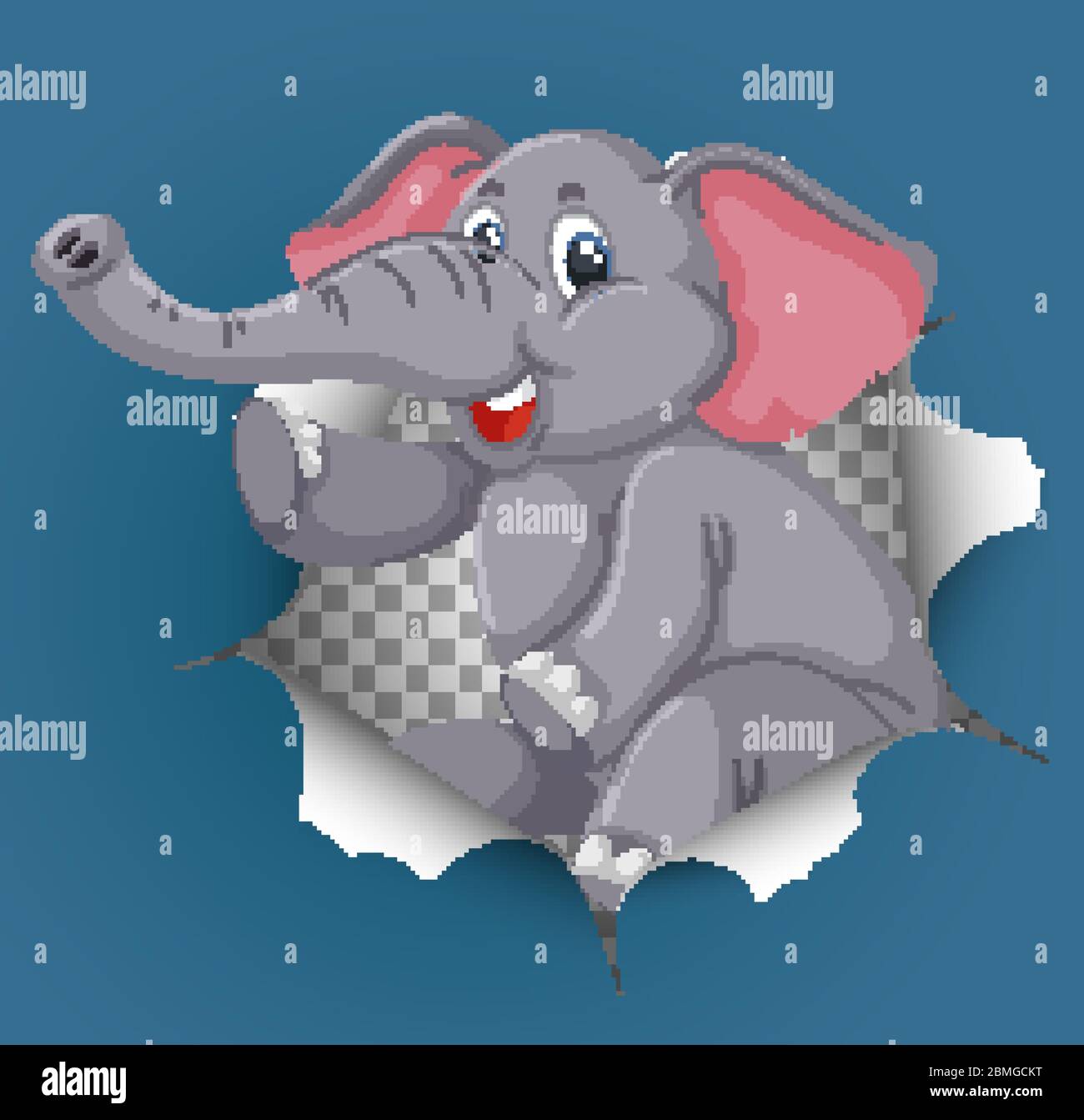 Cute elephant coming out of cracked wall illustration Stock Vector ...