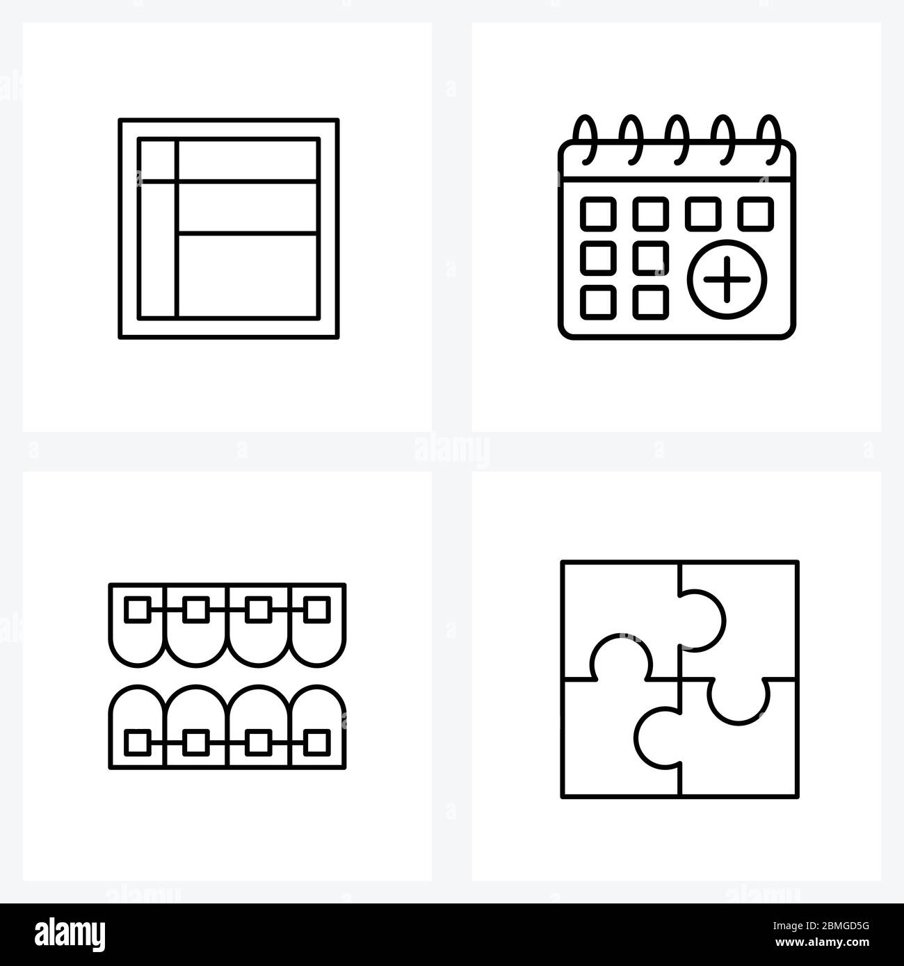 Set of 4 Simple Line Icons for Web and Print such as design, teeth, page, medical, dentist ...