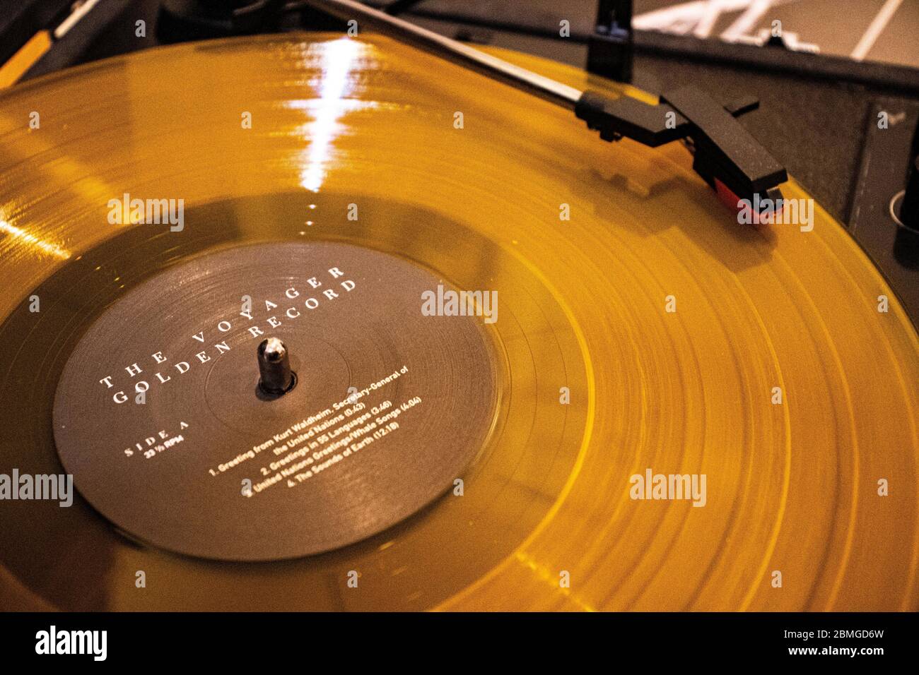 The Golden Record on a turntable being played Stock Photo - Alamy