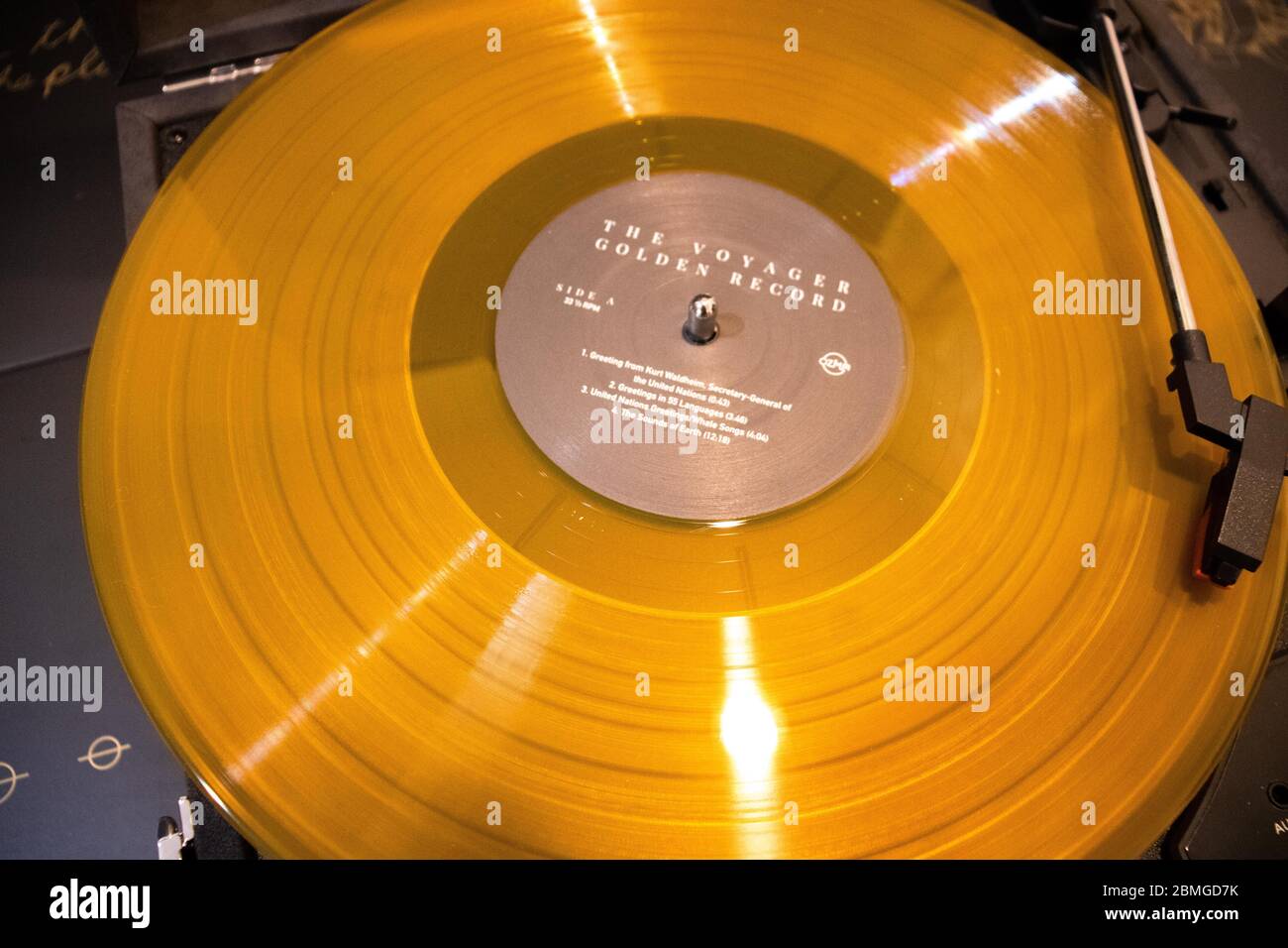The Golden Record on a turntable being played Stock Photo - Alamy