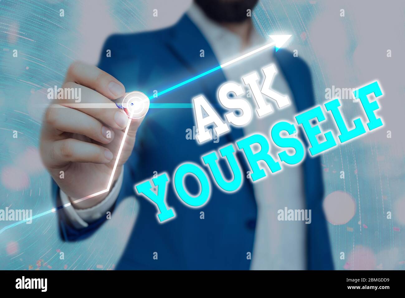 Conceptual hand writing showing Ask Yourself. Concept meaning Thinking ...