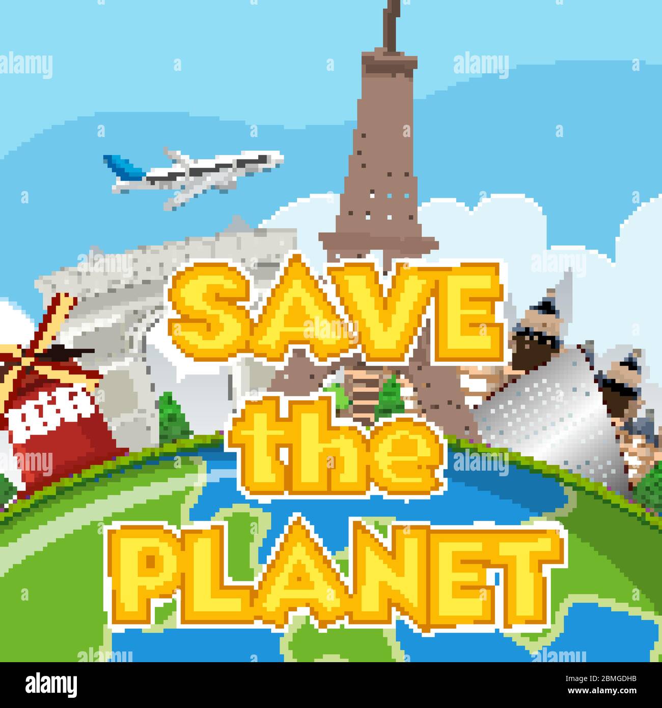 Poster design for happy earth day with buildings on earth illustration ...