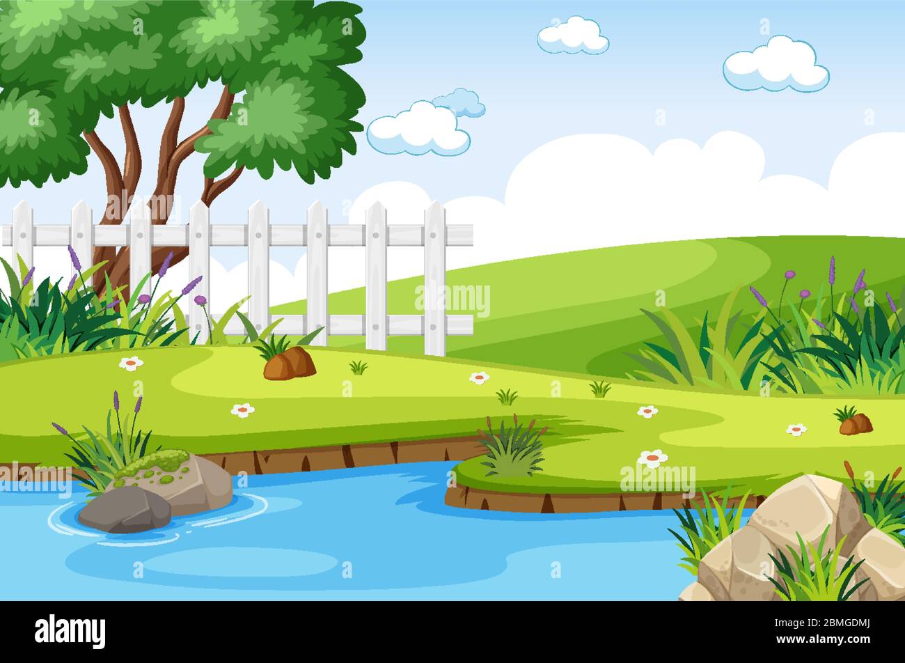 Cartoon Pond Scene
