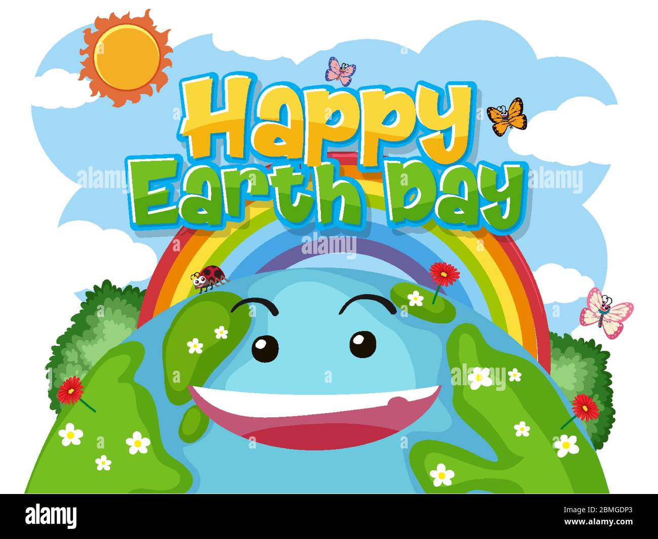 Poster design for happy earth day with smiling earth illustration Stock ...