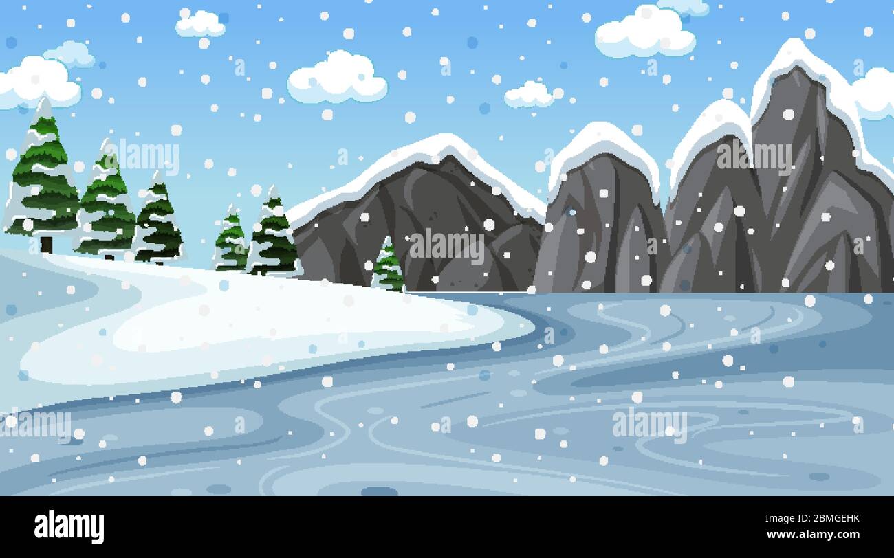 Background scene with snow in the field illustration Stock Vector Image ...