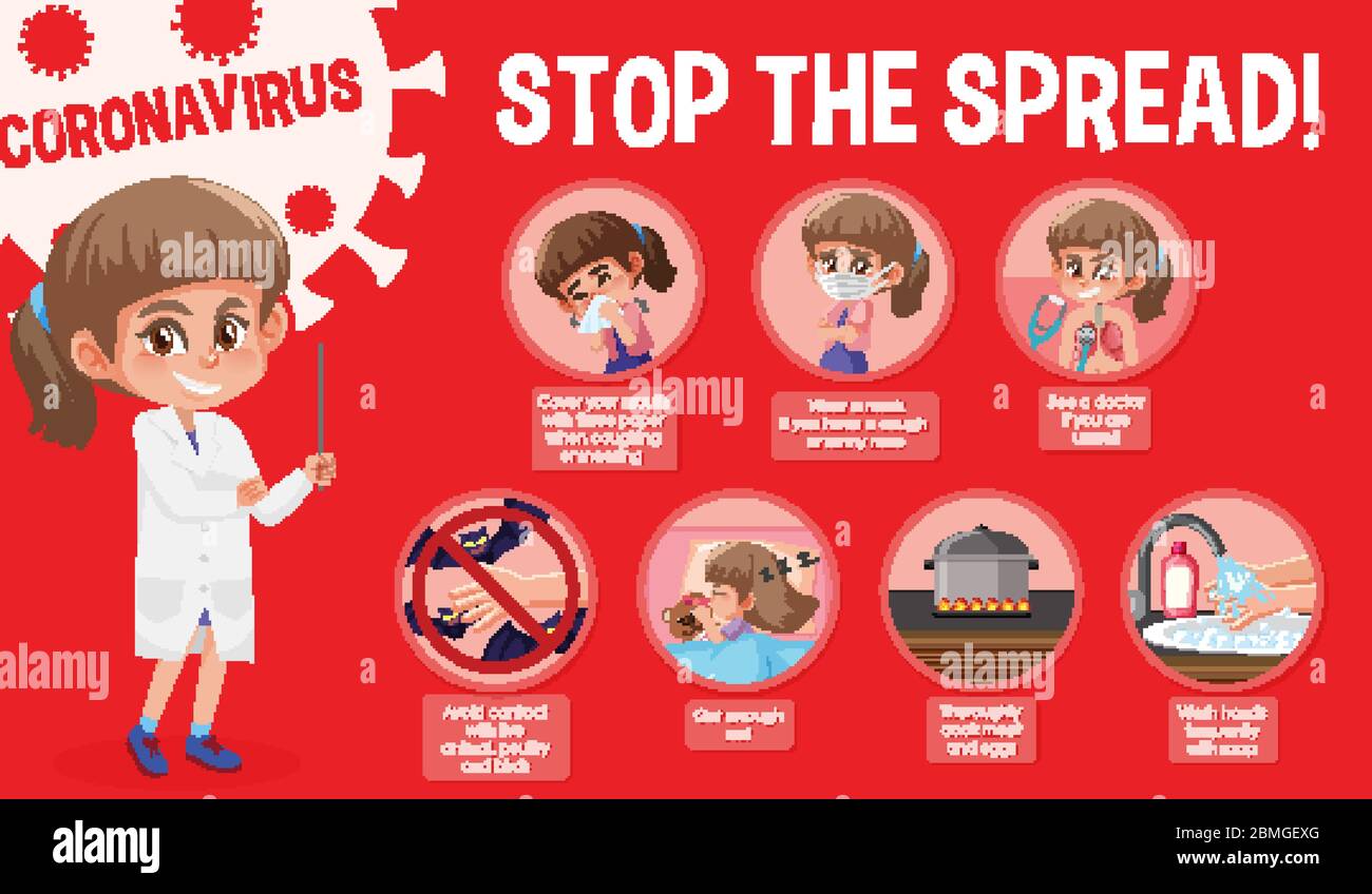 Prevention of spreading Corona virus infographic illustration Stock ...