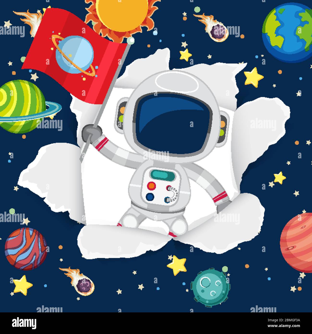 Space theme background with astronaut in the space illustration Stock ...