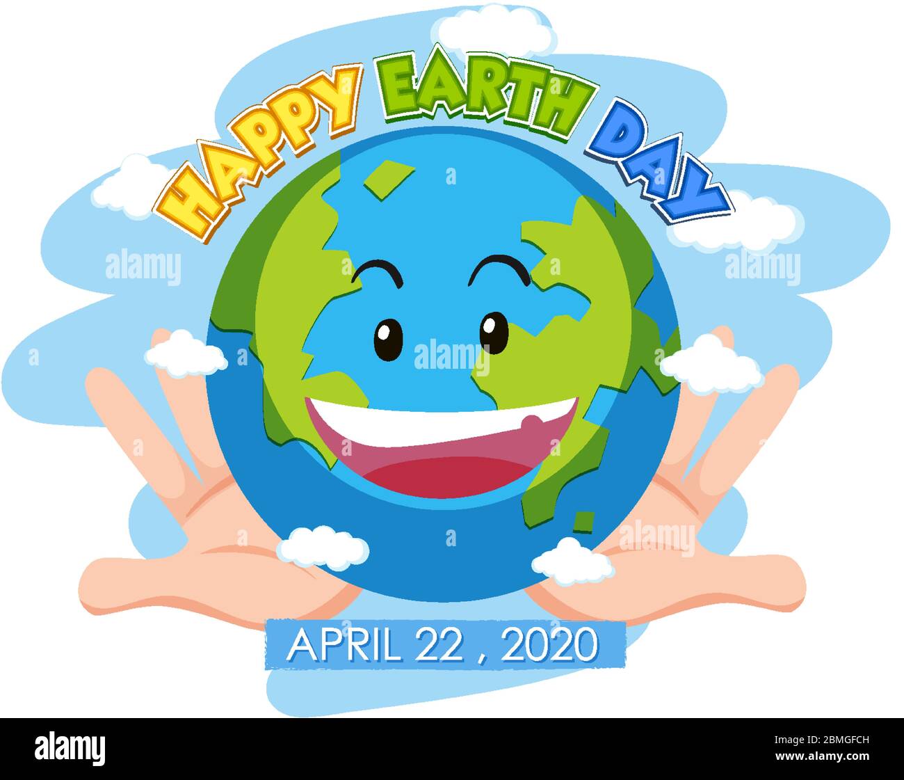 Poster design for happy earth day with earth smiling illustration Stock ...
