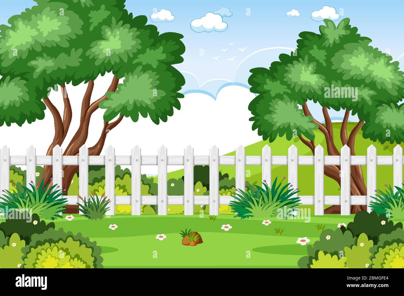 Background scene with trees in the park illustration Stock Vector Image ...