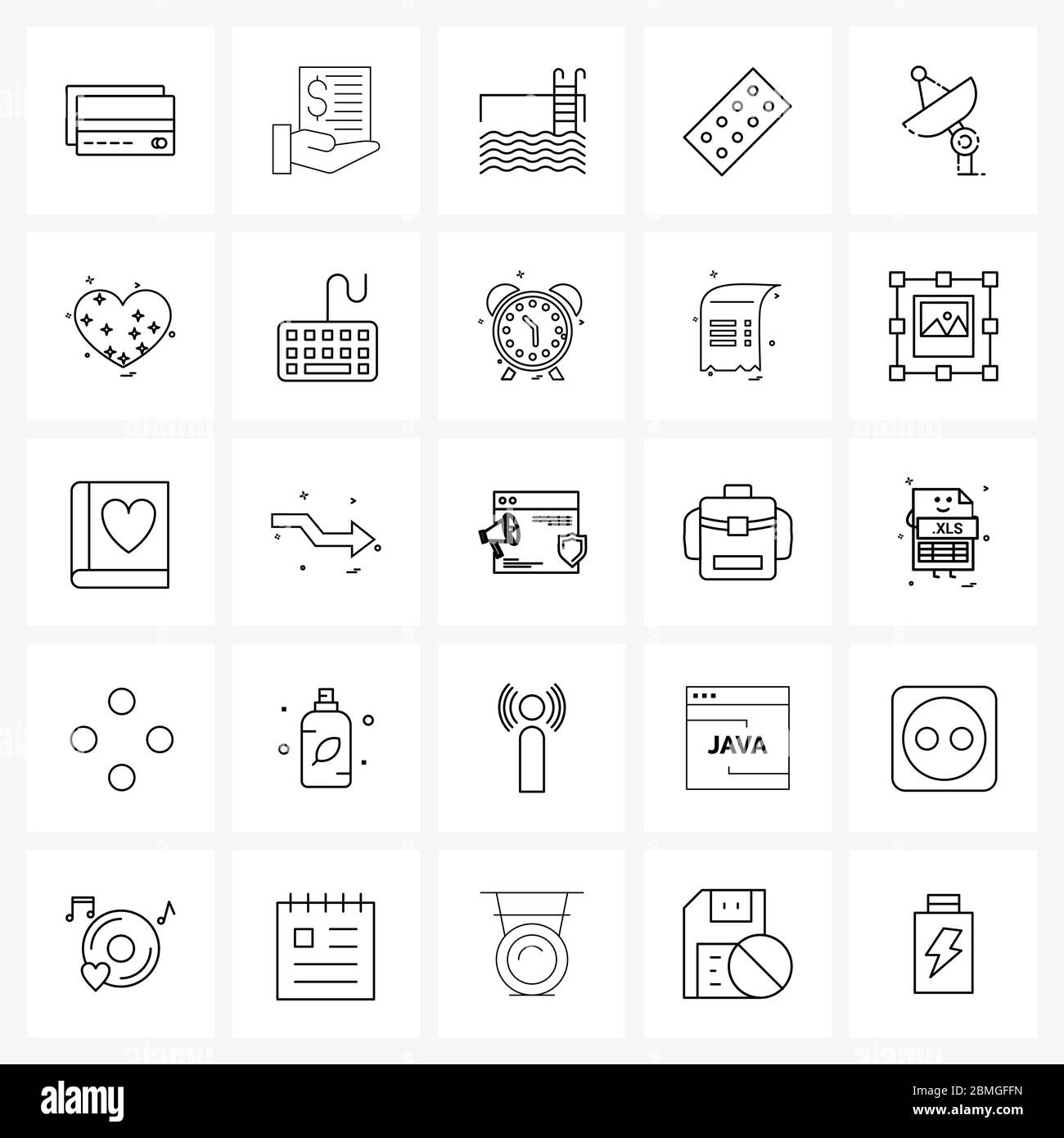 Pack of 25 Universal Line Icons for Web Applications paint, education ...