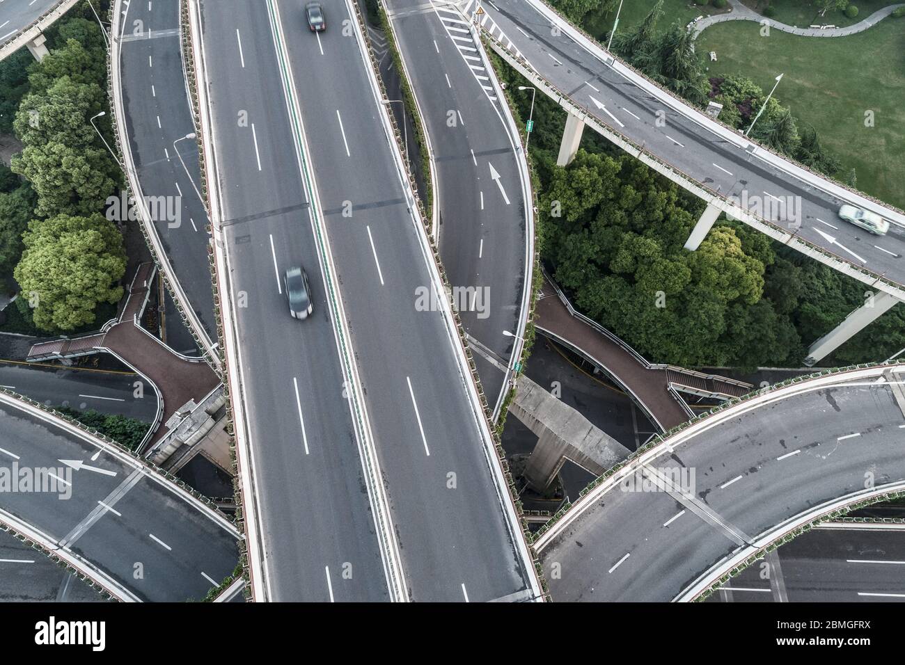 Aerial view of highway and overpass in city Stock Photo - Alamy
