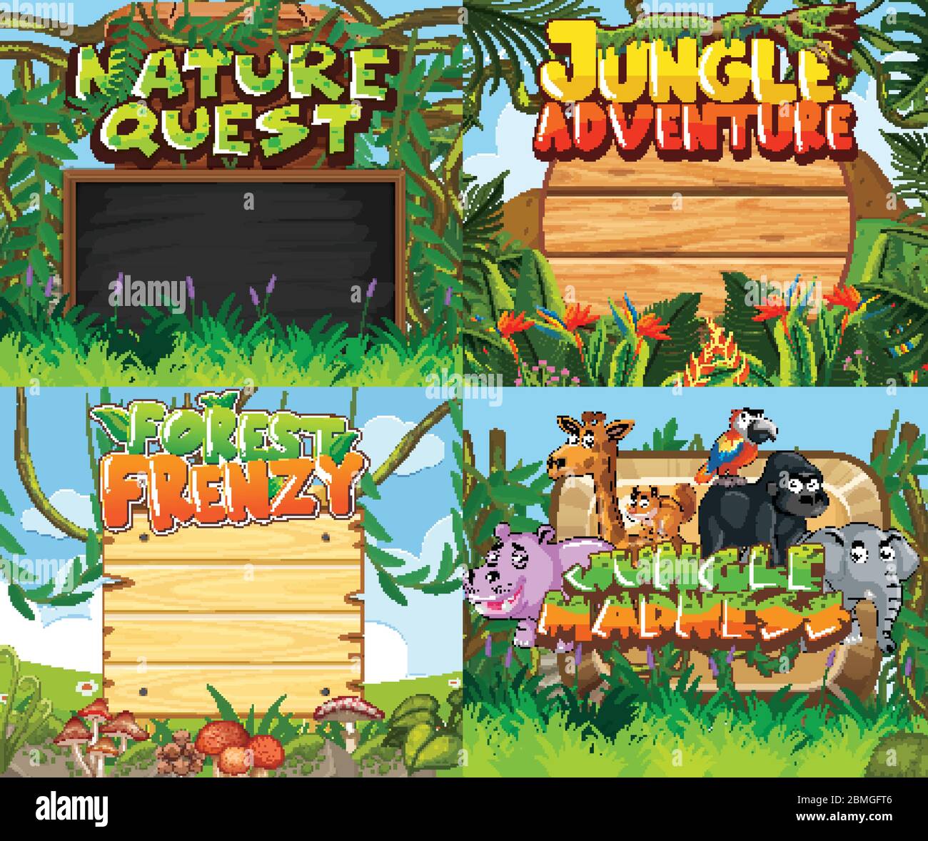 Banner template with forest in background illustration Stock Vector ...