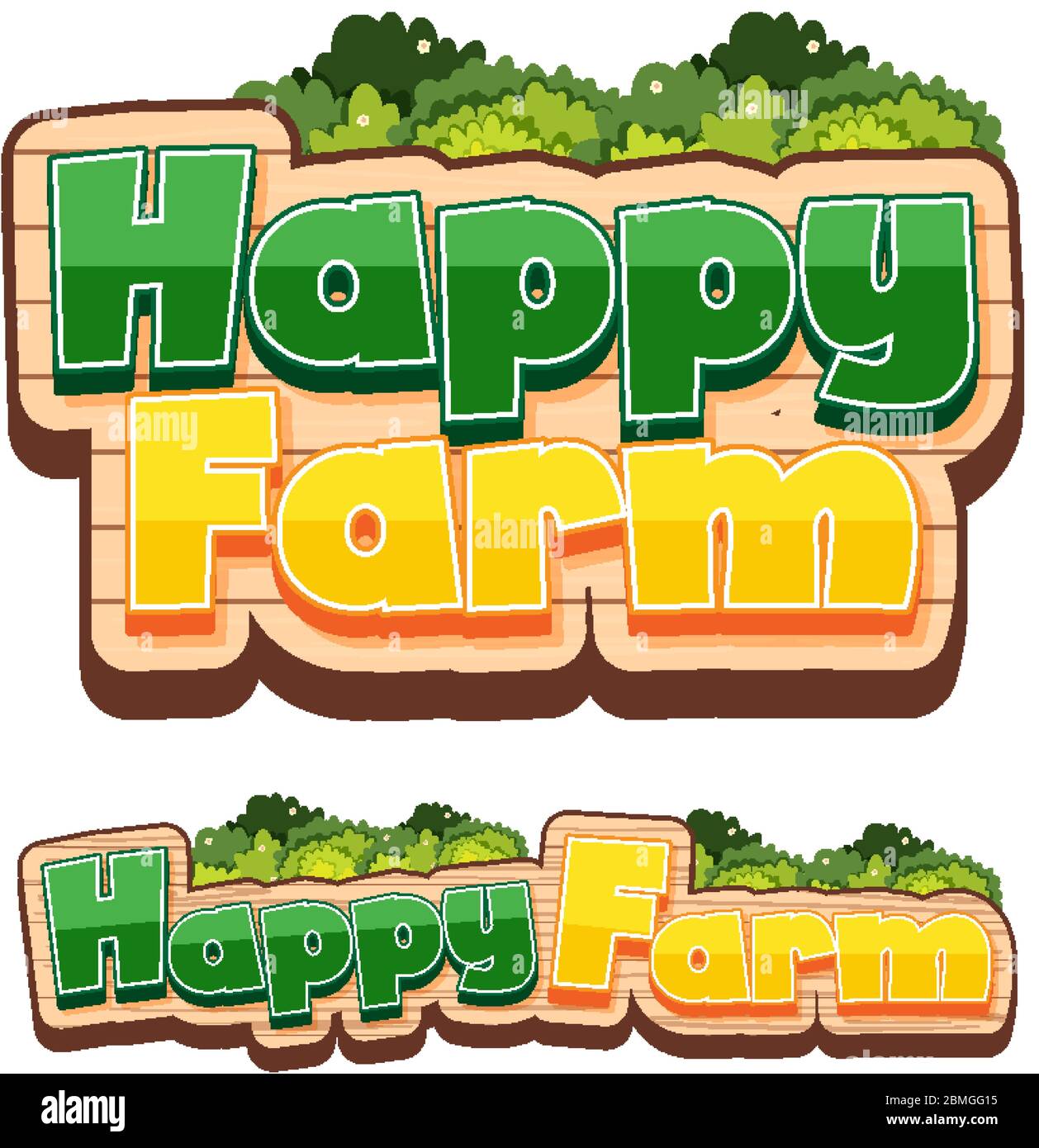 Two signs with word happy farm on white background illustration Stock ...
