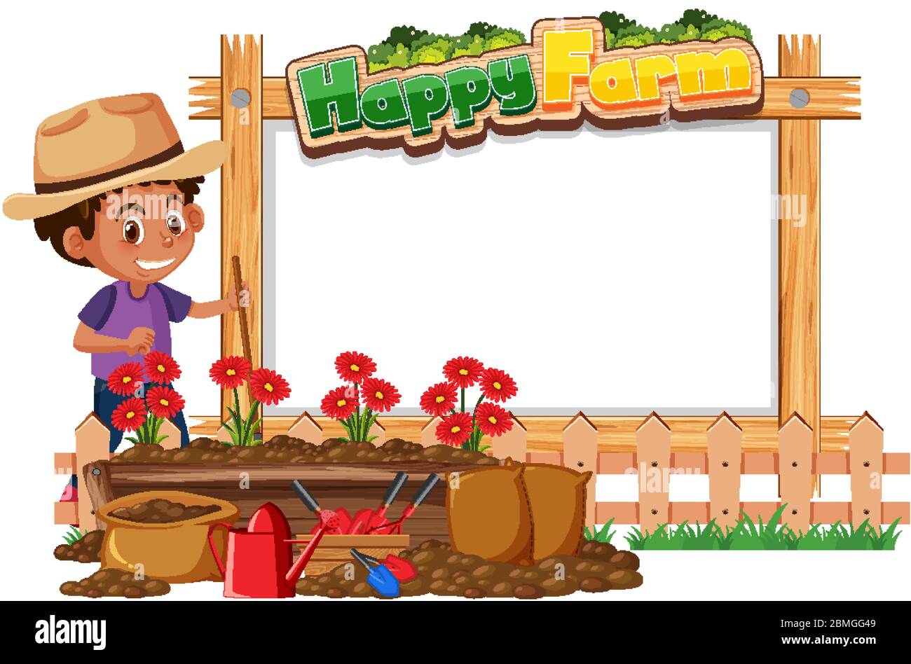 Border frame template with gardening theme background illustration ...