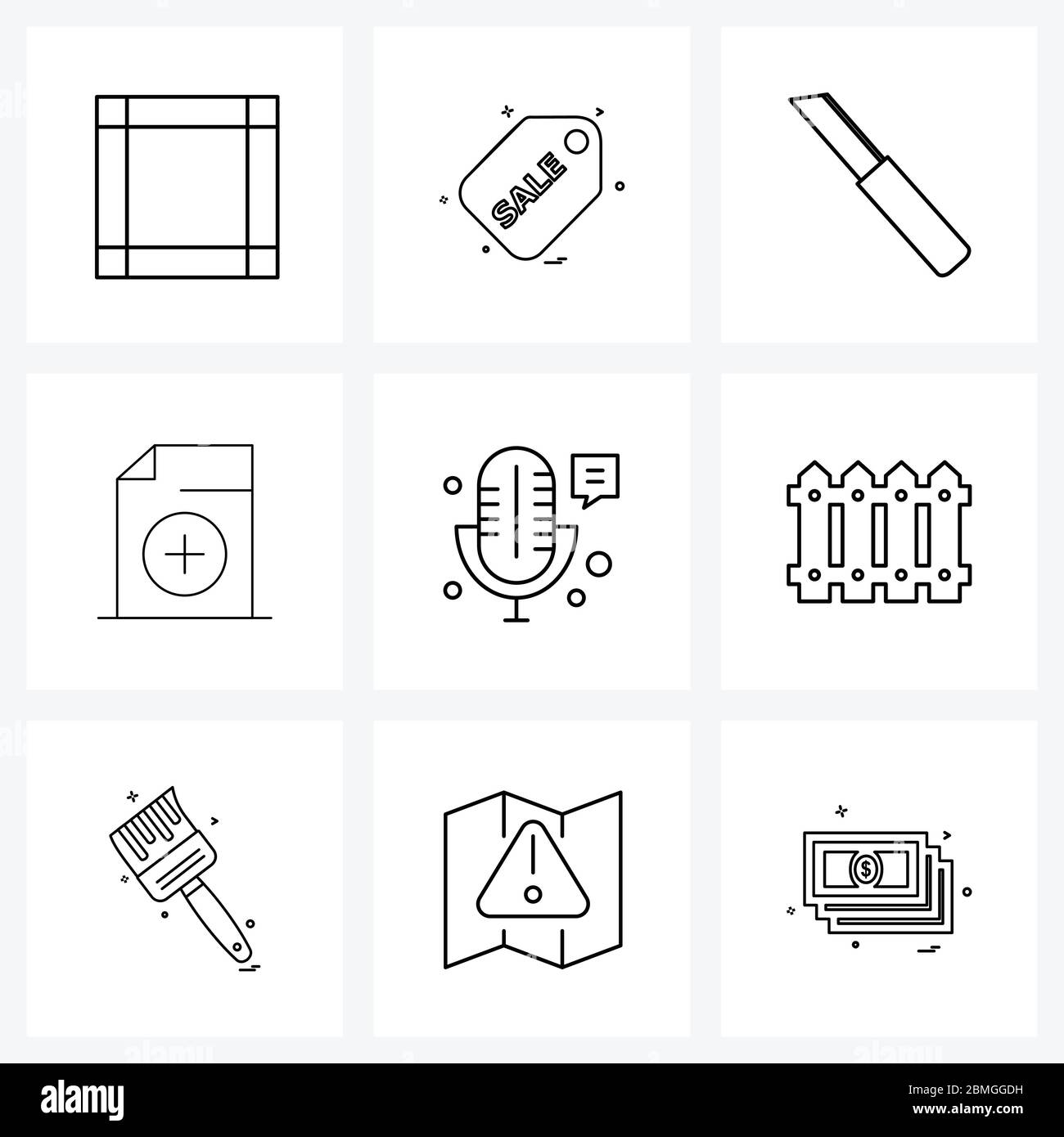 Set of 9 UI Icons and symbols for recorder, ui, cutter, interface ...